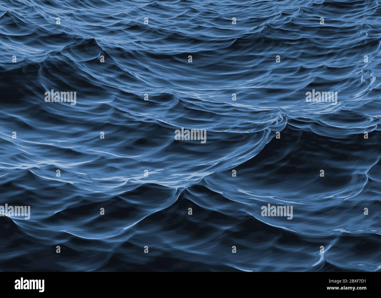 Dark Sea Water Surface. Night water wavy reflections background, stormy ...