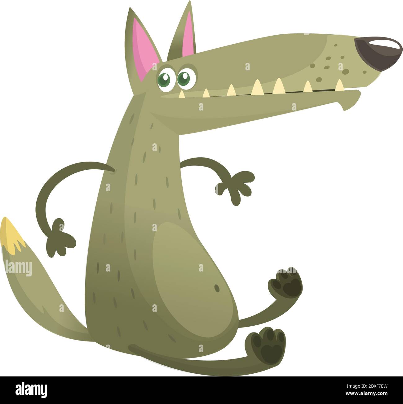 Cartoon wolf character. Vector illustration isolated on white. Icon ...