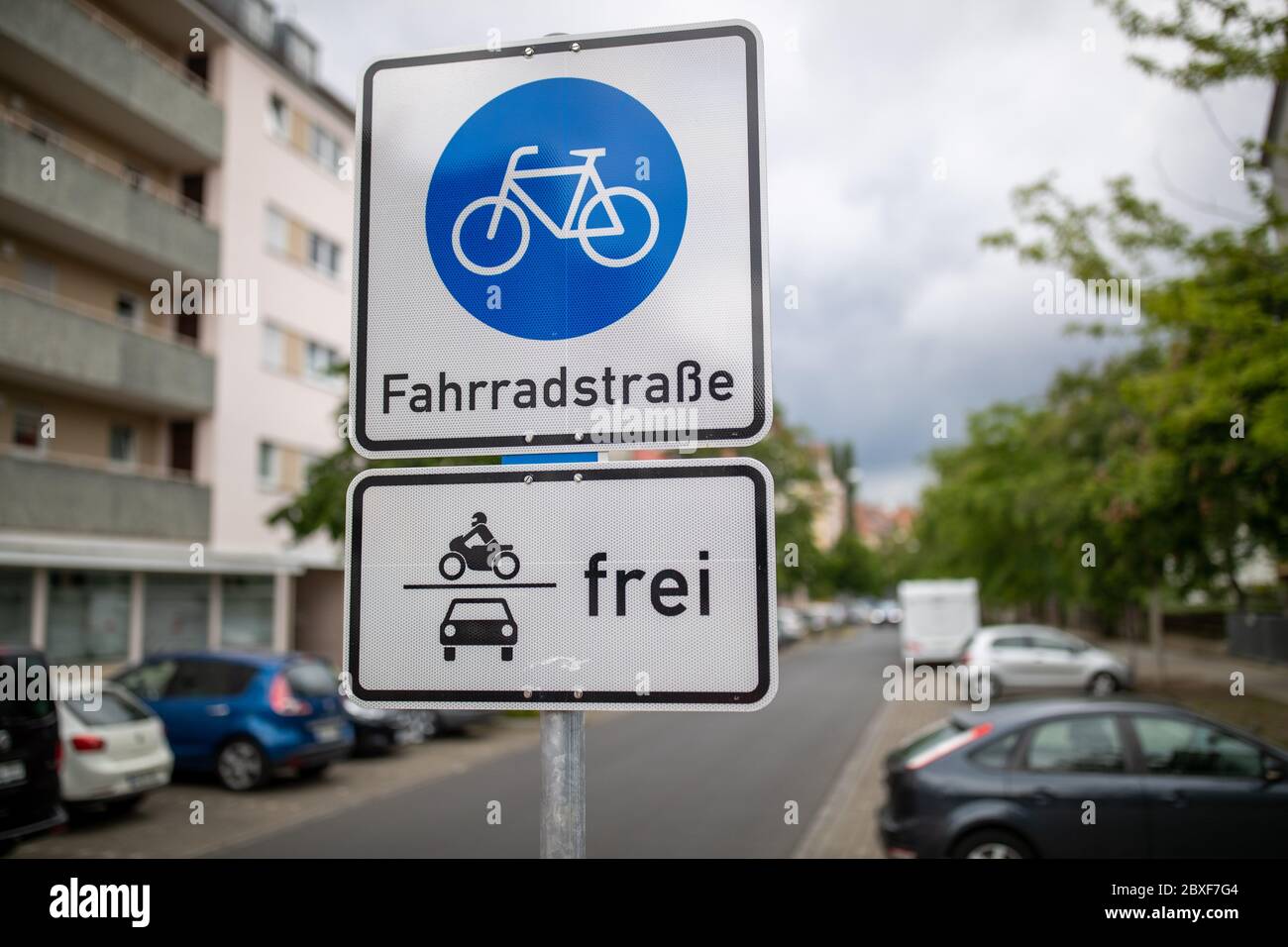 Nuremberg, Germany. 04th June, 2020. "Bicycle lane" is written on a ...