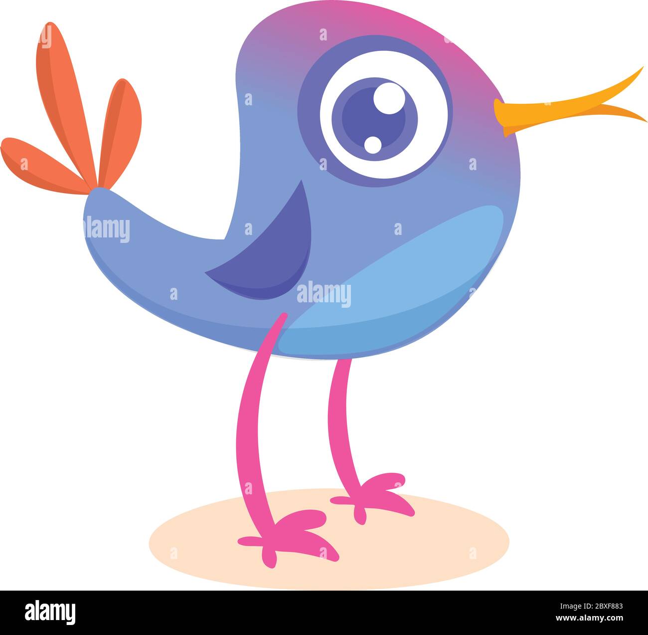 Funny blue bird cartoon. Vector illustration of forest blue bird ...