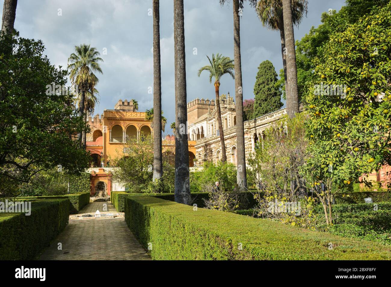 The Alcazar of Seville. Palace complex in Seville, Spanish Andalusia ...