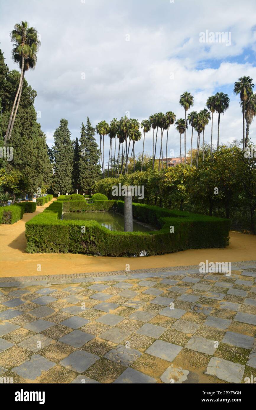 The Alcazar of Seville. Palace complex in Seville, Spanish Andalusia ...