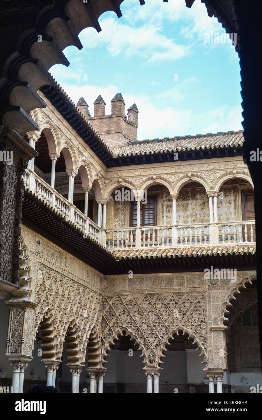 The Alcazar of Seville. Palace complex in Seville, Spanish Andalusia ...