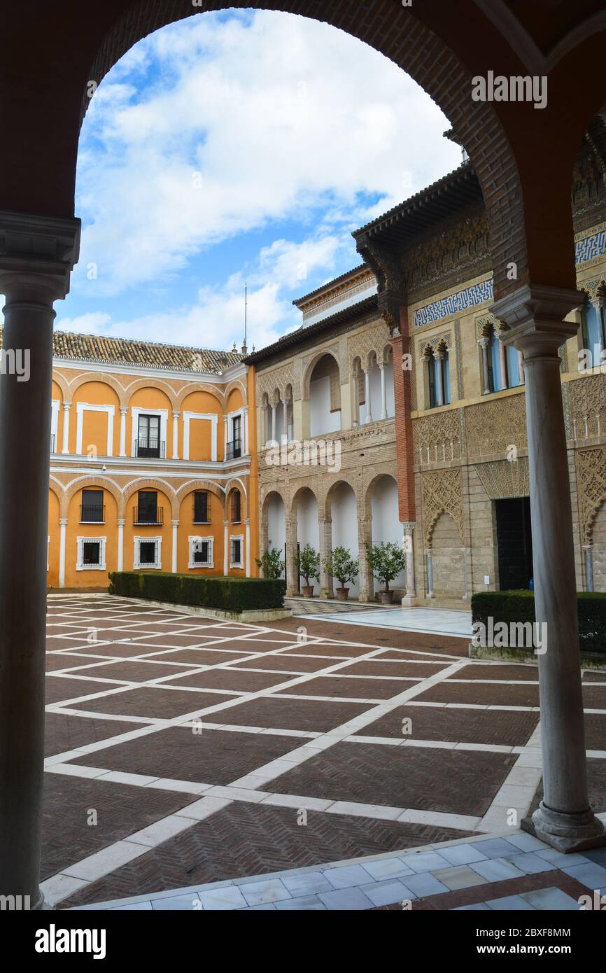 The Alcazar of Seville. Palace complex in Seville, Spanish Andalusia ...