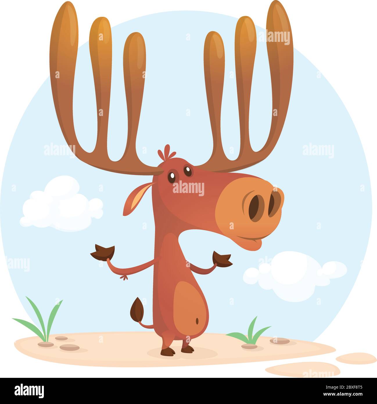 Cute cartoon moose character. Wild forest animal collection. Baby ...