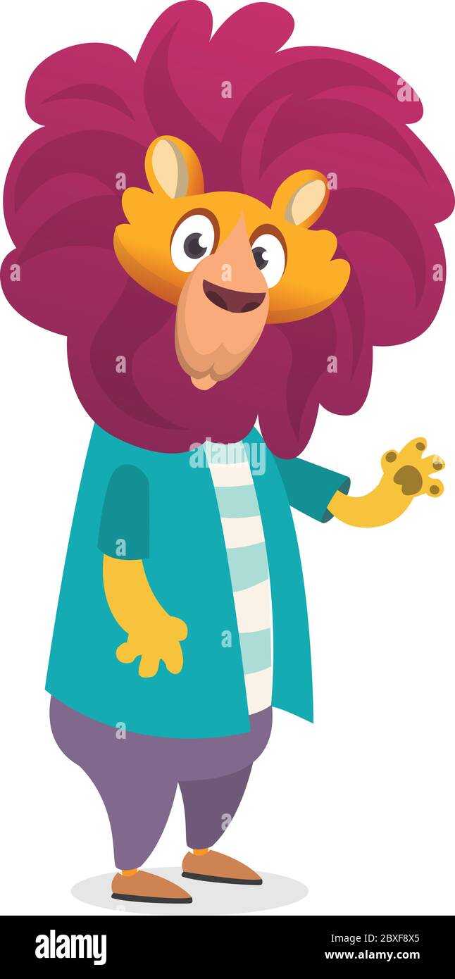 Pretty human-look. Isolated cartoon: teenage fashion hipster lion. Flat ...