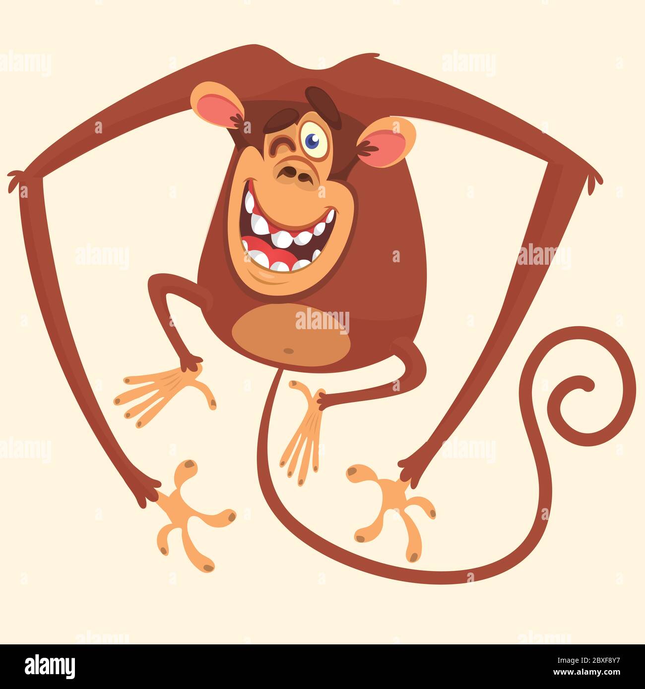Cute monkey blinking cartoon. Vector drawing icon of cute monkey ...