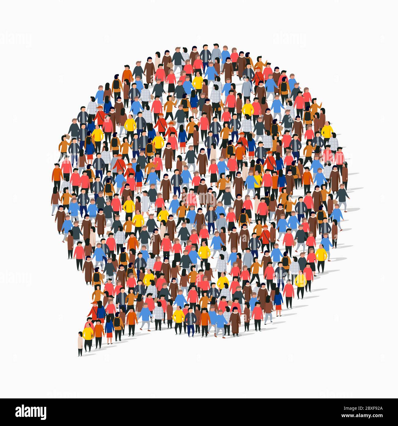 Large group of people in the shape of chat bubble. Vector illustration ...