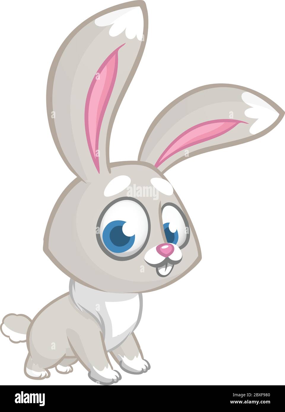 Happy blue rabbit cartoon isolated on white background. Vector ...