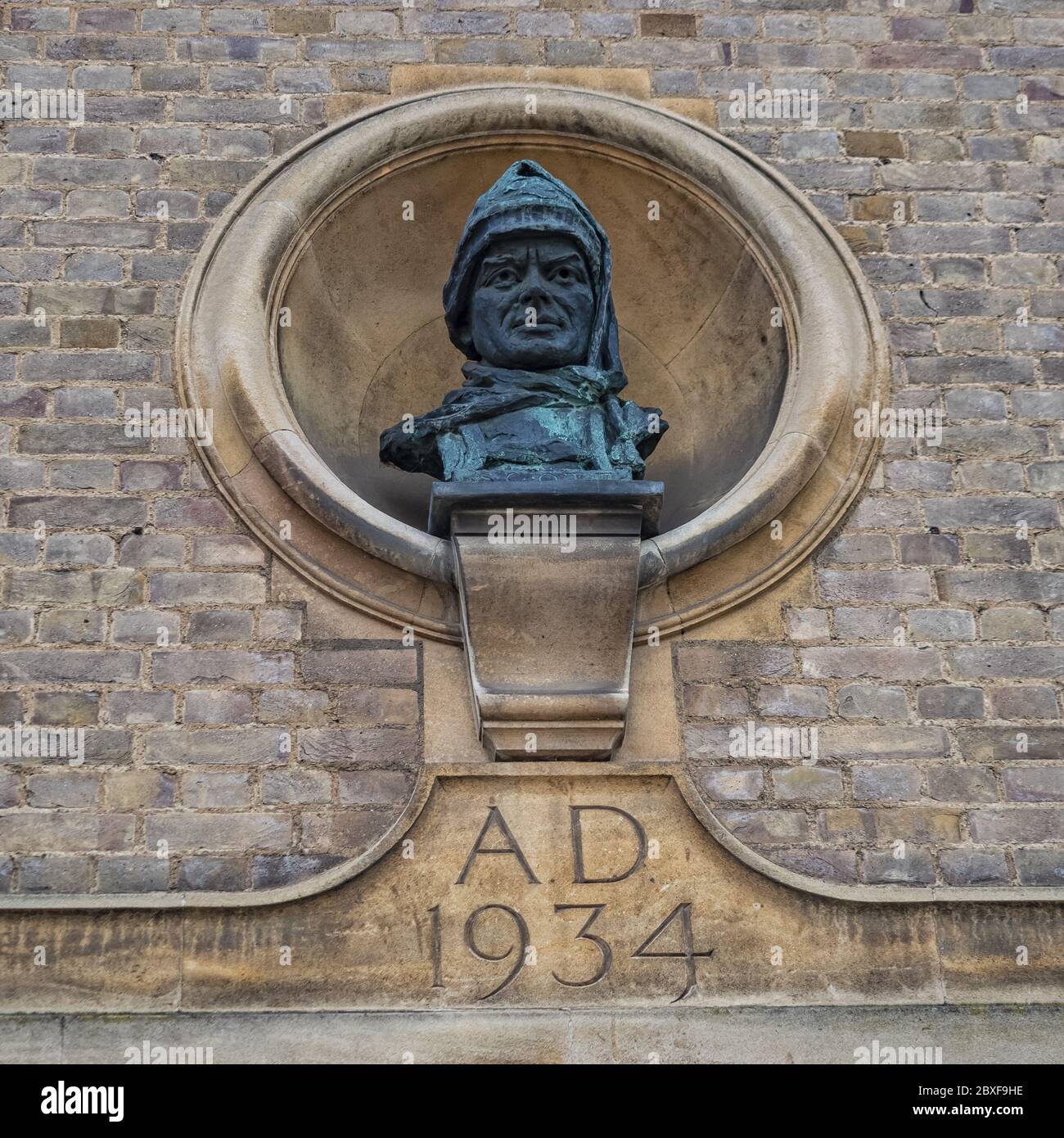 CAMBRIDGE, UK - MARCH 11. 2020: The bust of Captain Scott above the ...