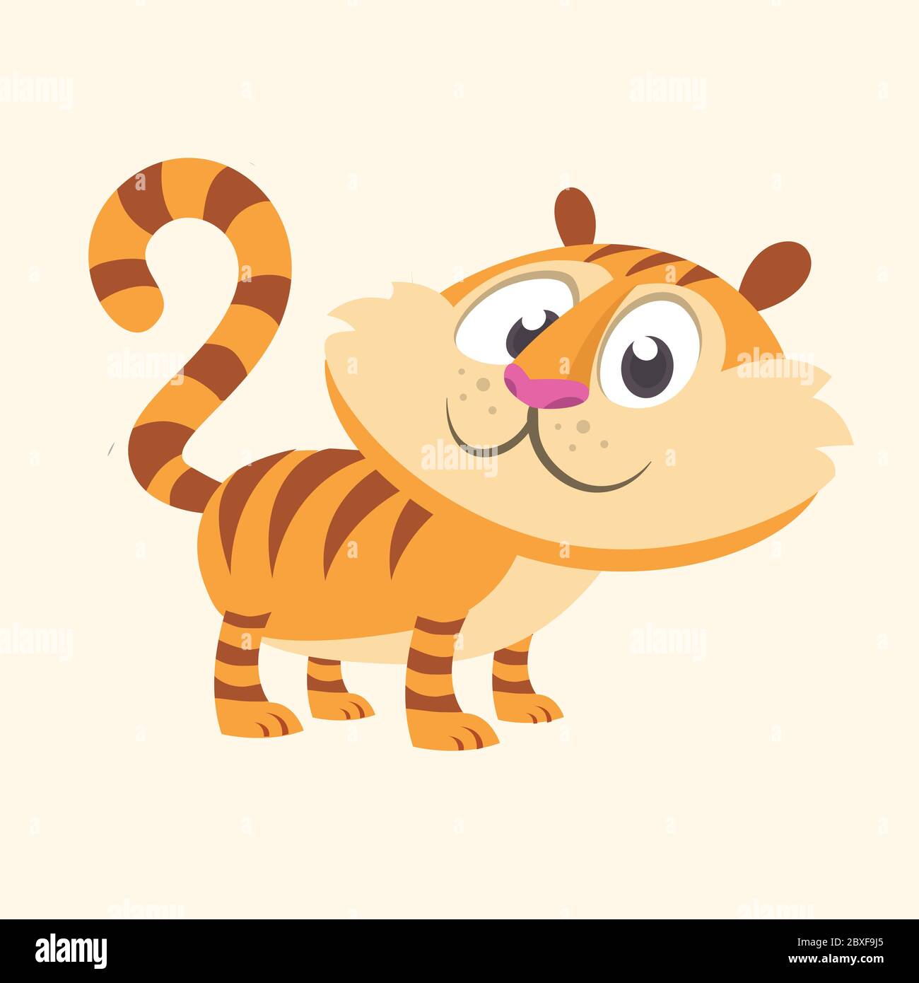 Cartoon tiger icon. Flat Bright Color Simplified Vector Illustration In ...