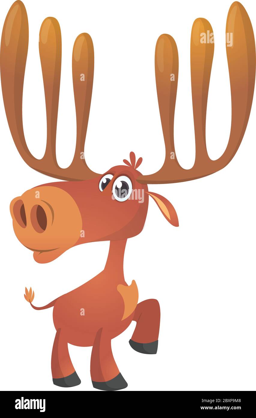 Cool cartoon moose. Vector illustration isolated. Poster design of ...