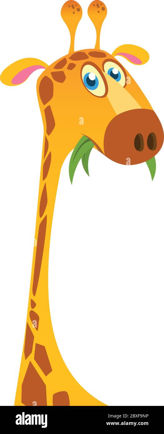 Cartoon funny giraffe. Vector illustration of african savanna giraffe ...