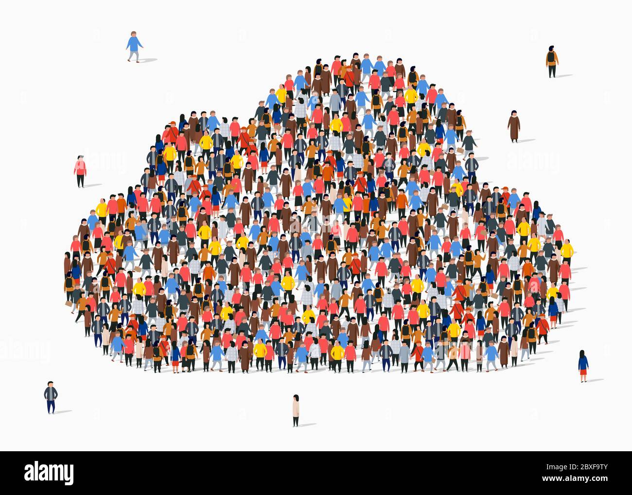 Large group of people in the form of cloud. Vector illustration Stock ...