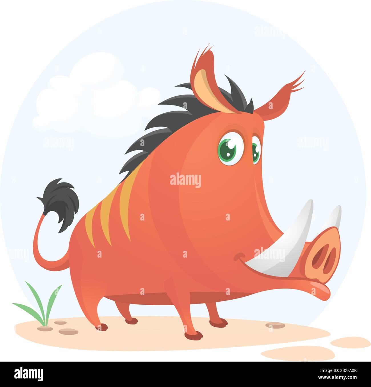 Wild boar or wild pig cartoon. Vector illustration isolated on white ...
