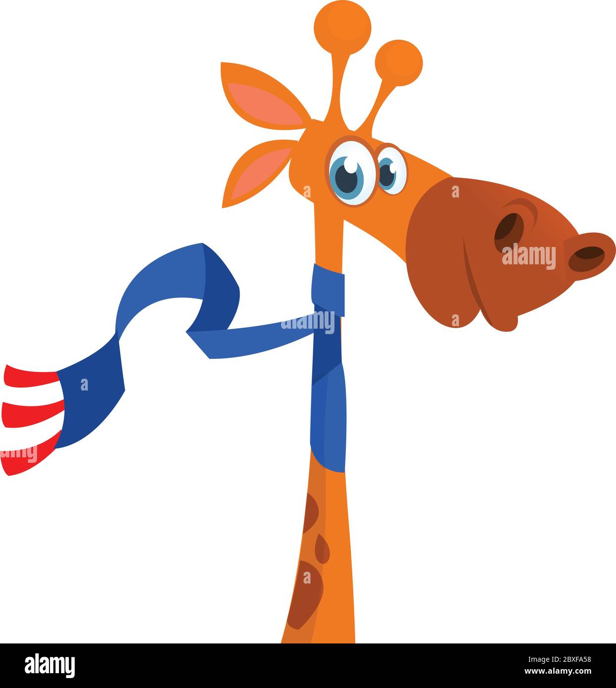 Cartoon funny giraffe. Vector illustration of african savanna giraffe ...