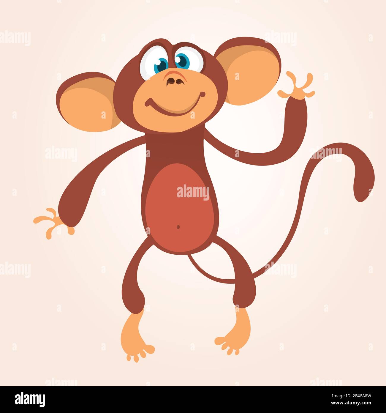 Cartoon cute chimpanzee monkey waving. Vector illustration isolated ...