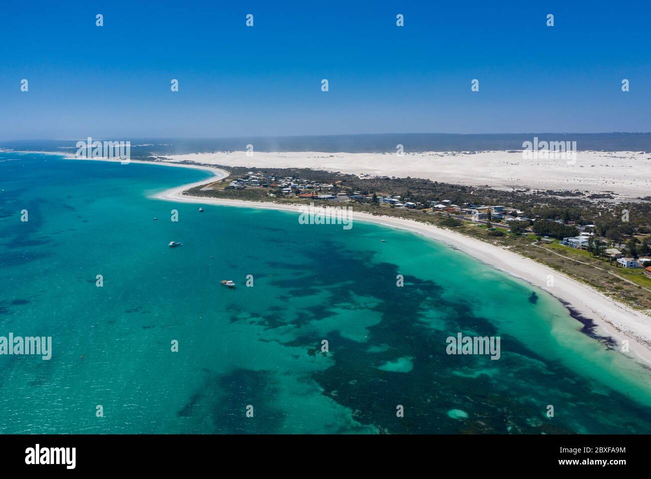 The beach and coastline of Lancelin, a small town north of Perth in ...