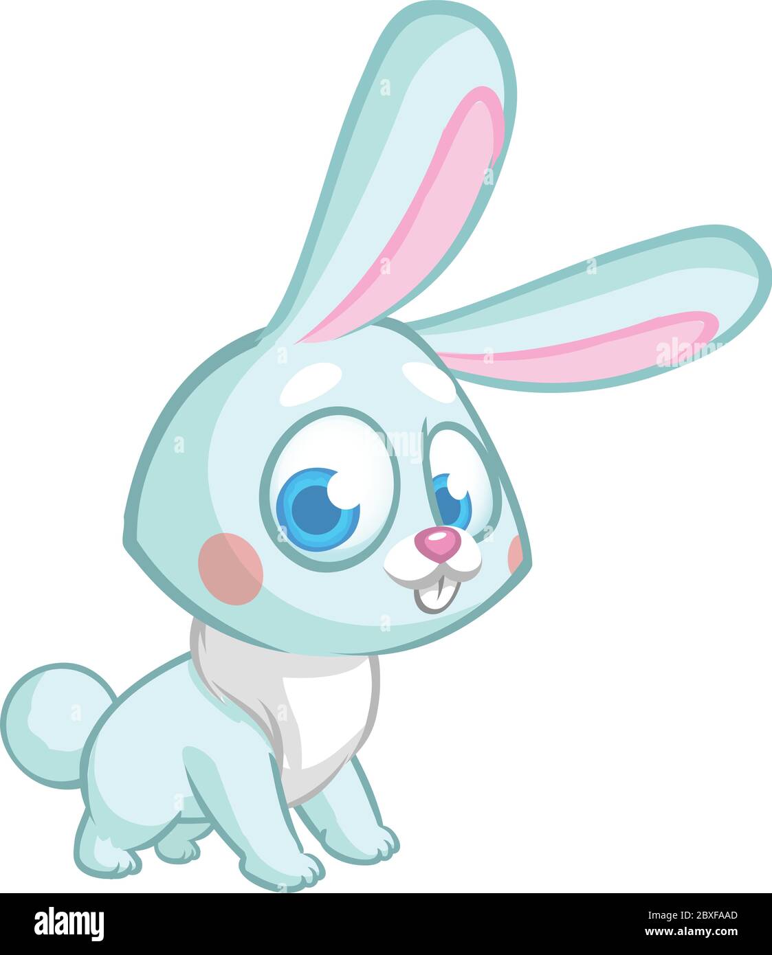 Happy blue rabbit cartoon isolated on white background. Vector ...