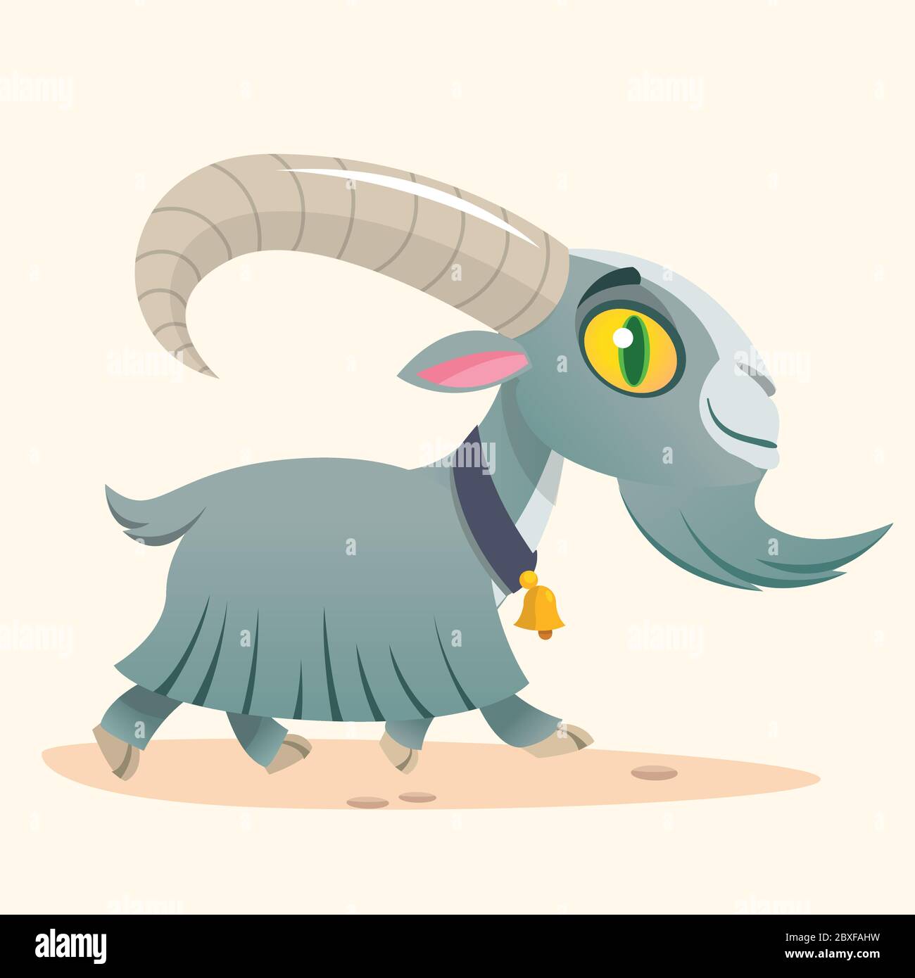 Cute cartoon goat running. Farm animals. Vector illustration of a grey ...