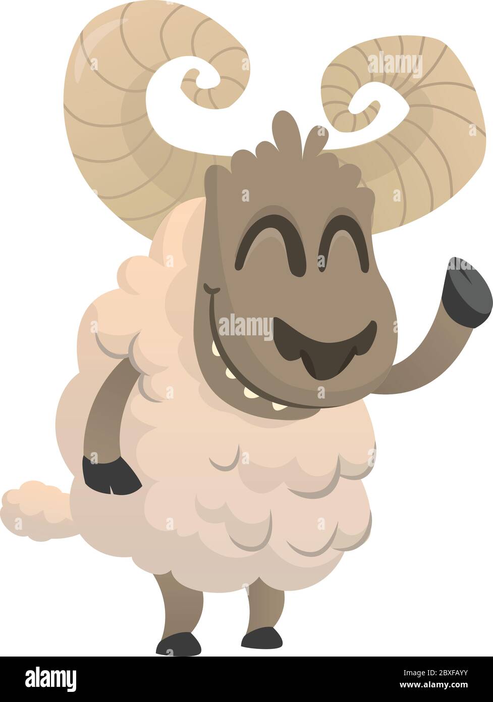 Funny cartoon sheep. Vector illustration of a fluffy sheep character ...