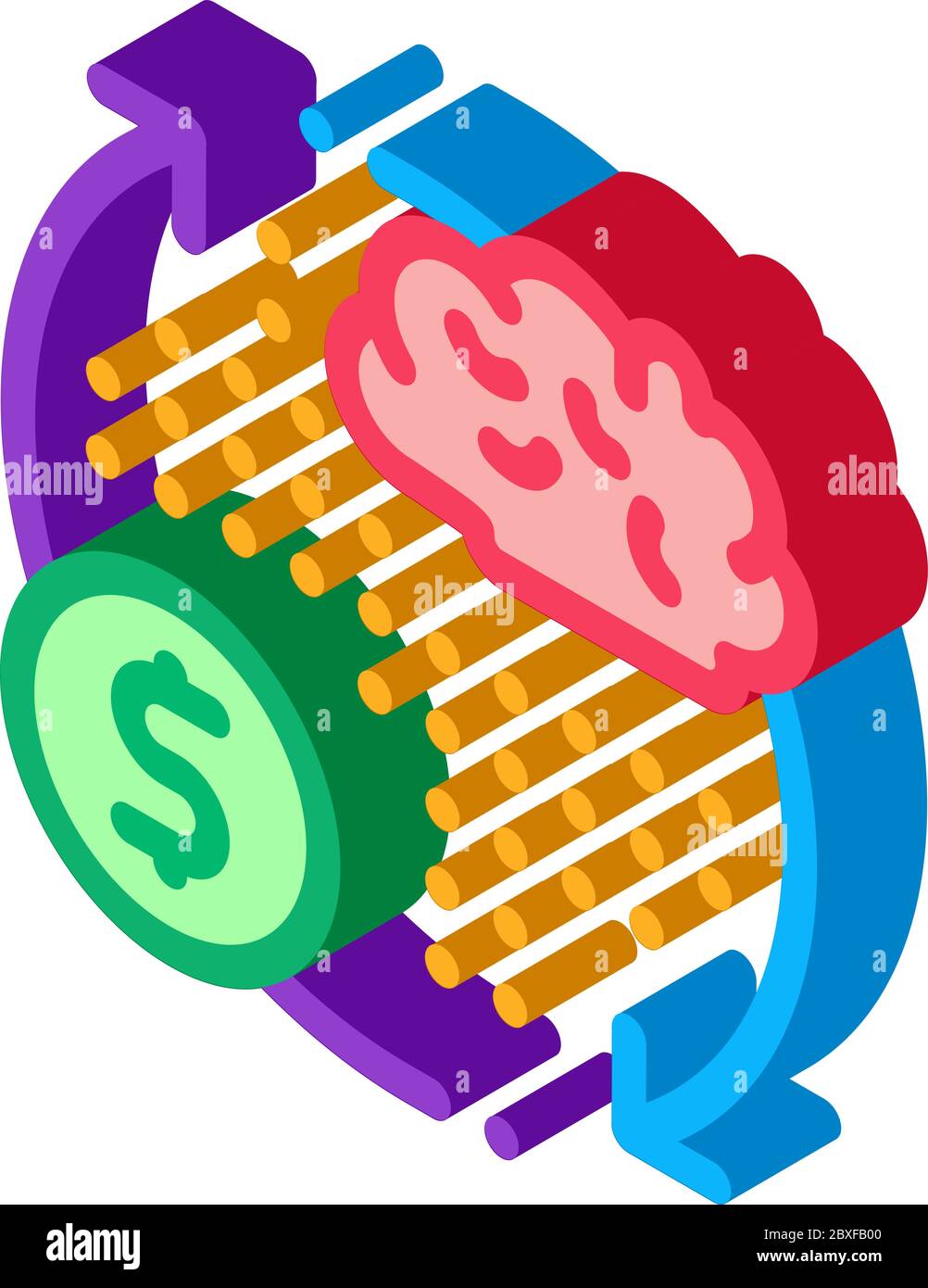 brain cycle and money isometric icon vector illustration Stock Vector ...