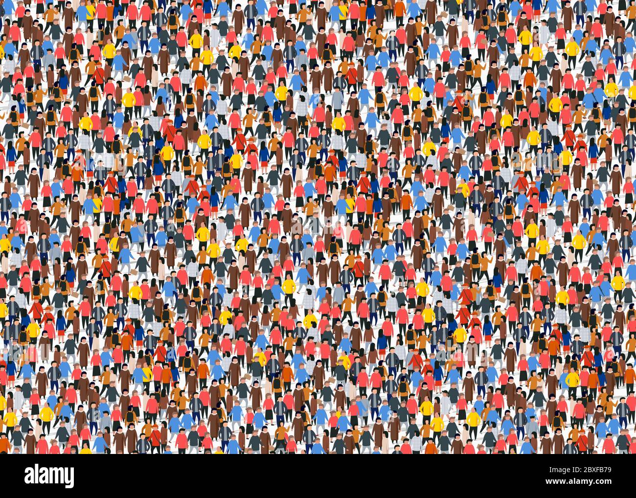 Large group of people crowded on white background. Vector illustration ...
