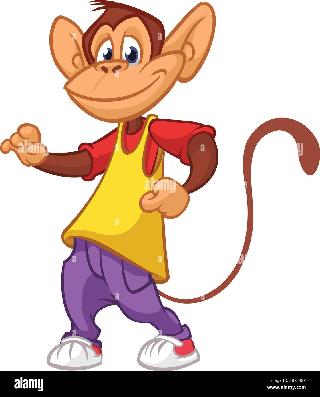 Cartoon monkey dancing. Vector illustration. Chimpanzee dancer Stock ...