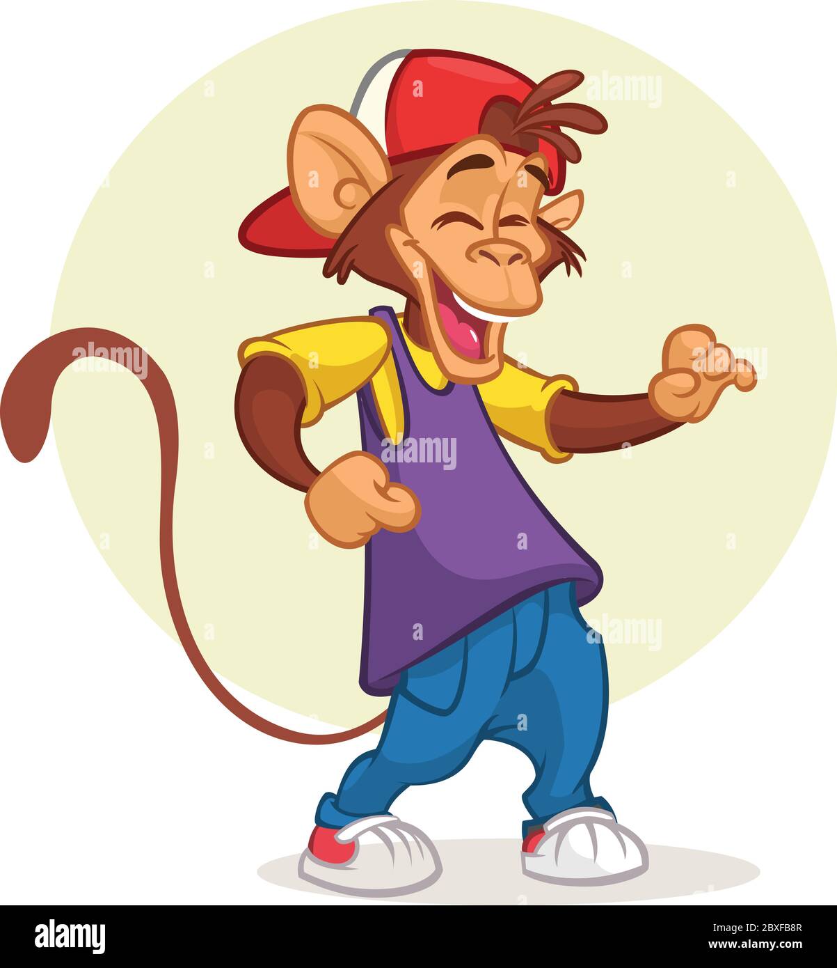 Cartoon monkey dancing. Vector illustration. Chimpanzee dancer Stock ...