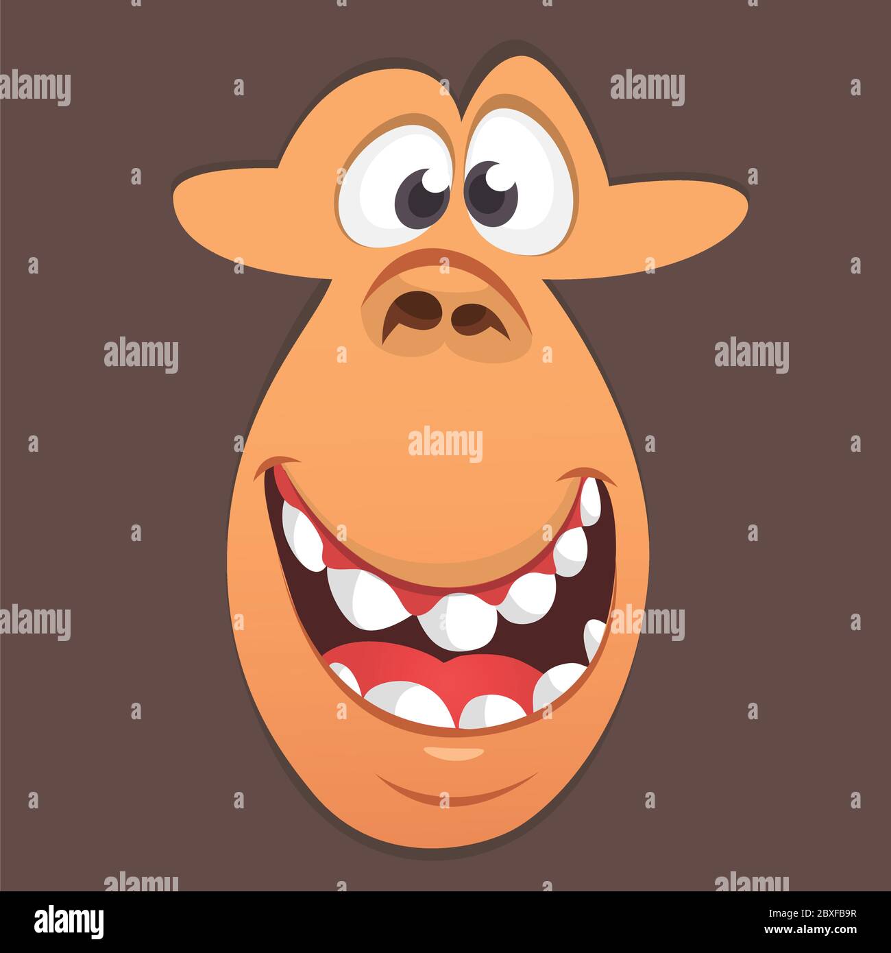 Cartoon monkey face avatar. Vector illustration of smiling monkey ...