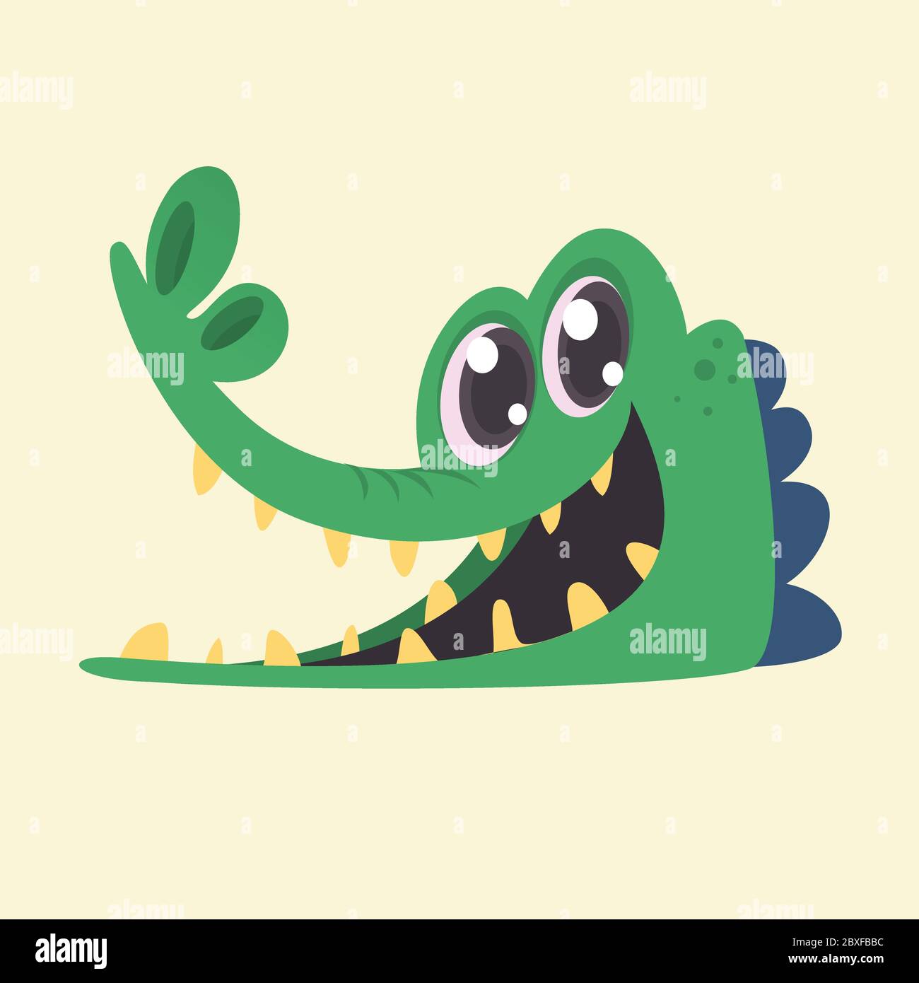 Cartoon crocodile smiling head icon. Flat Bright Color Simplified ...