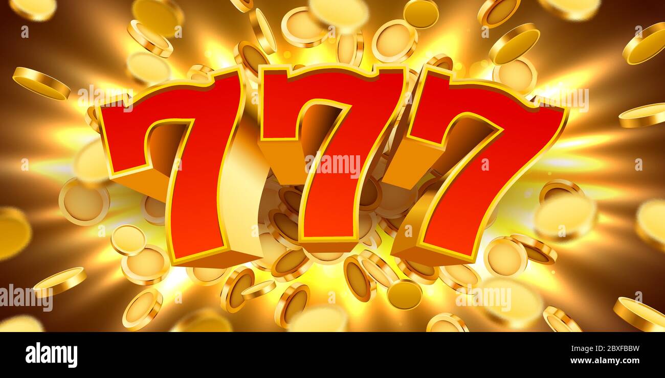 Golden slot machine 777 with flying golden coins wins the jackpot. Big ...