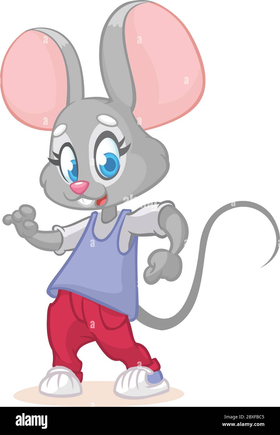 Illustration of a dancing mouse. Hipster cartoon mouse posing. Vector ...