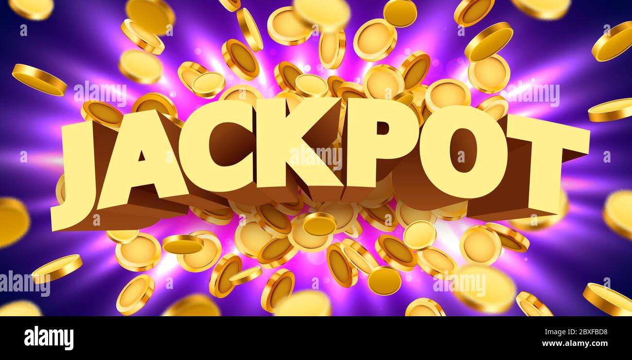 Jackpot sign with gold realistic 3d coins background. Vector ...