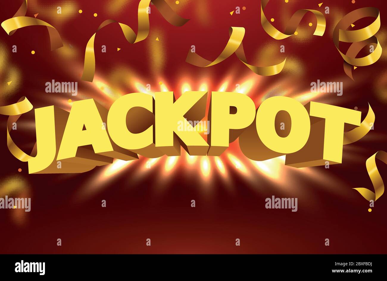 Jackpot sign with gold realistic 3d falling confetti. Vector ...