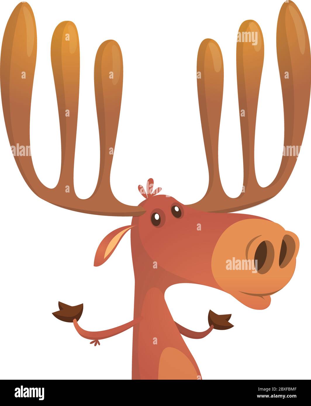 Funny cartoon moose. Vector moose character illustration Stock Vector ...
