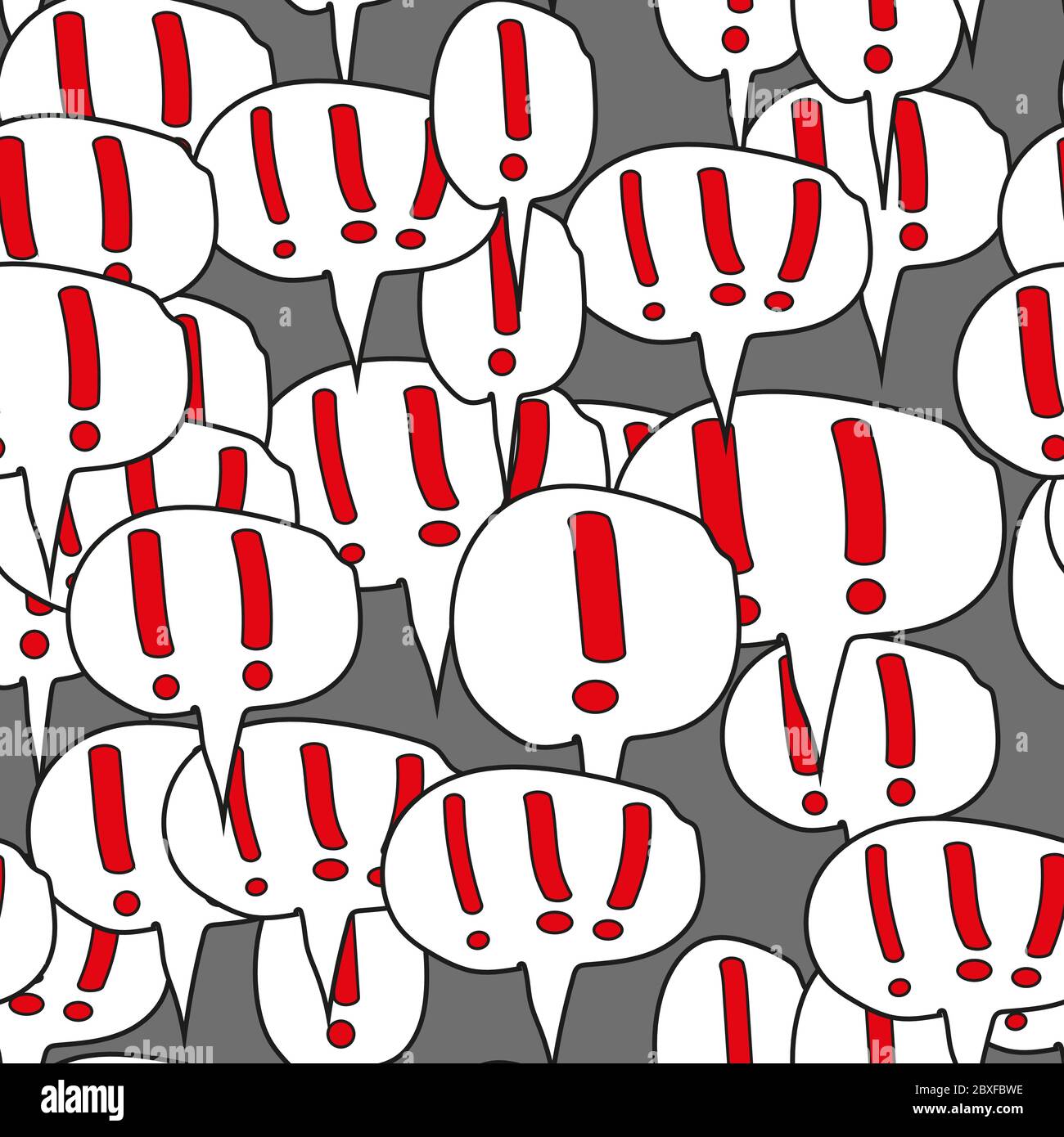 Exclamation Mark Comic Speech Bubbles Seamless Pattern on Gray Stock ...