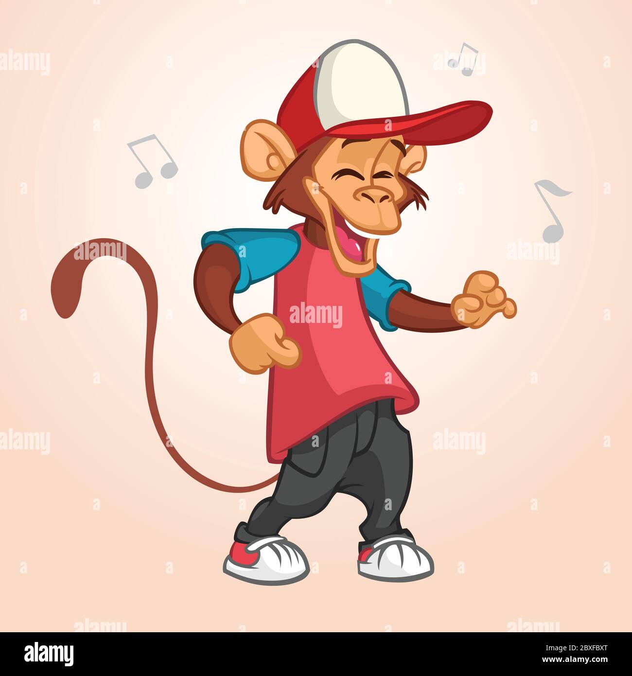Cool monkey rapper character in modern clothes. Vector flat cartoon ...