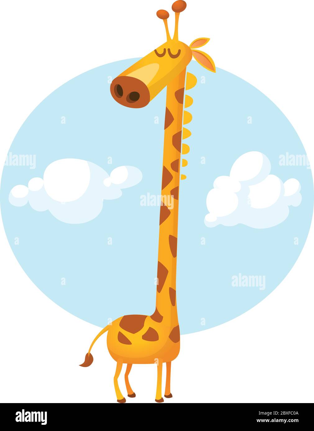 Funny giraffe cartoon. Vector illustration isolated Stock Vector Image ...