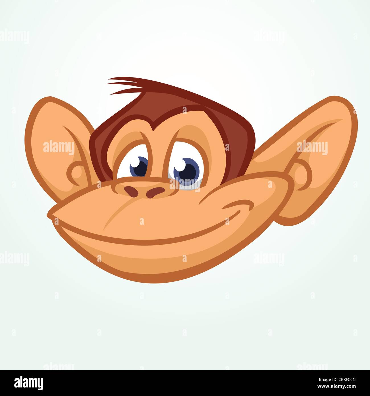 Happy cartoon monkey head. Vector illustration of chimpanzee. Design ...