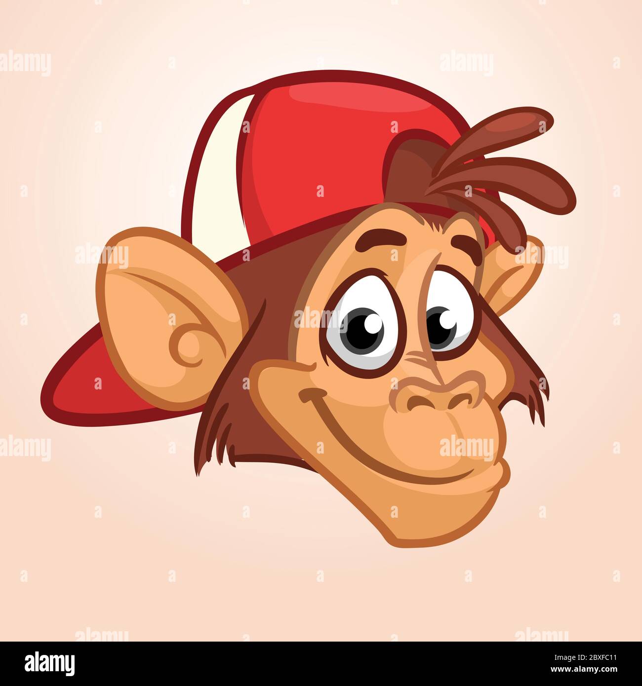 Cartoon monkey. Vector happy monkey head icon. Hip-hop character ...
