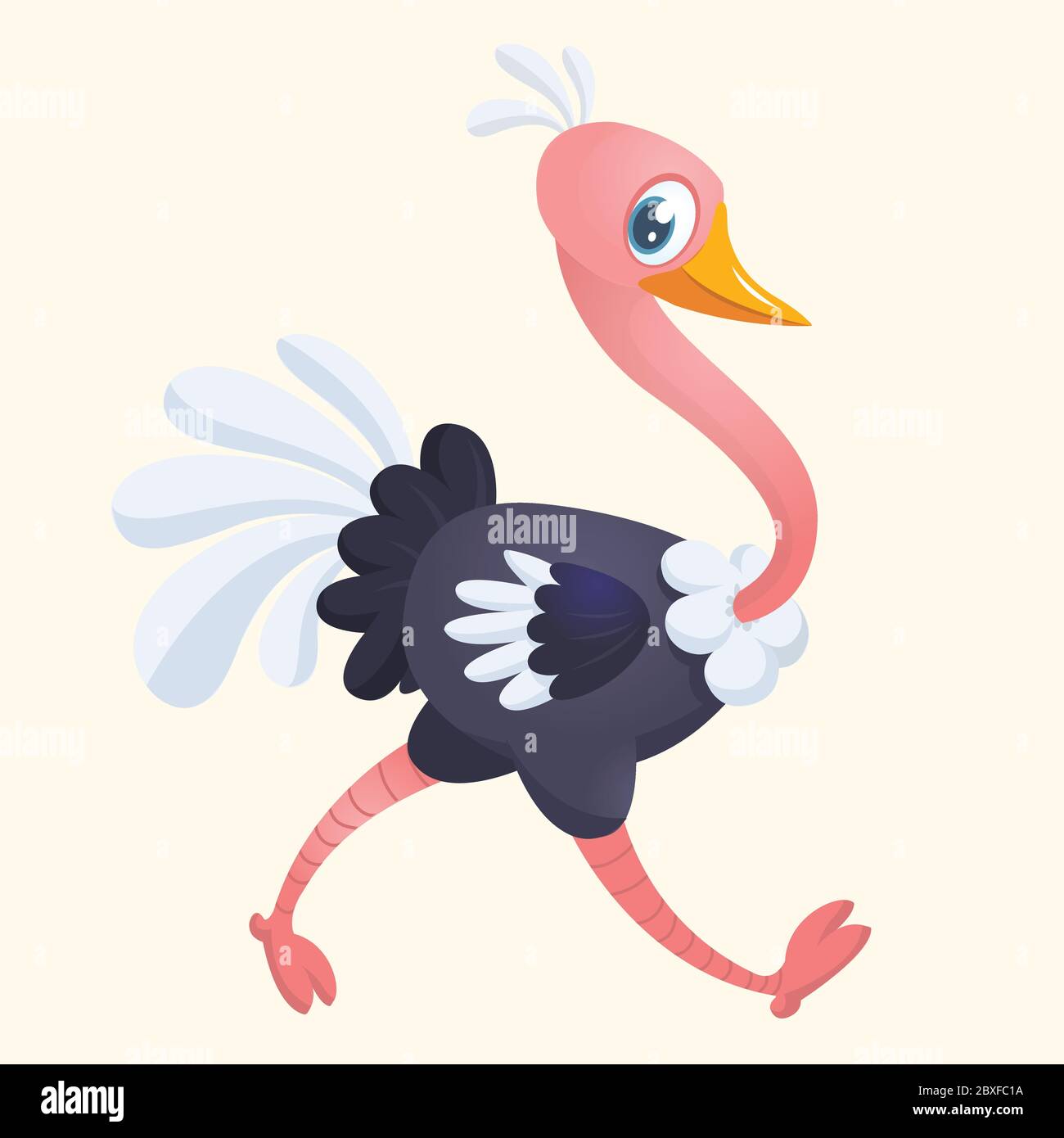 Cute Ostrich Drawing Vector Illustration Cartoon Of A Cute Ostrich.