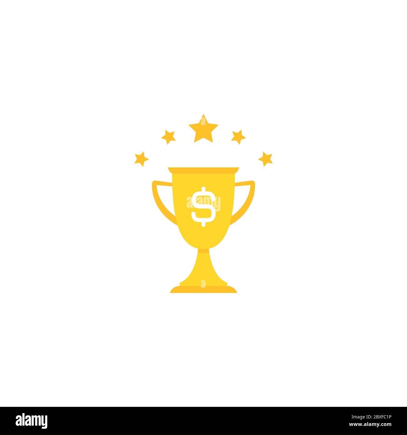 Gold trophy, winning cup with stars and dollar sign isolated on white ...