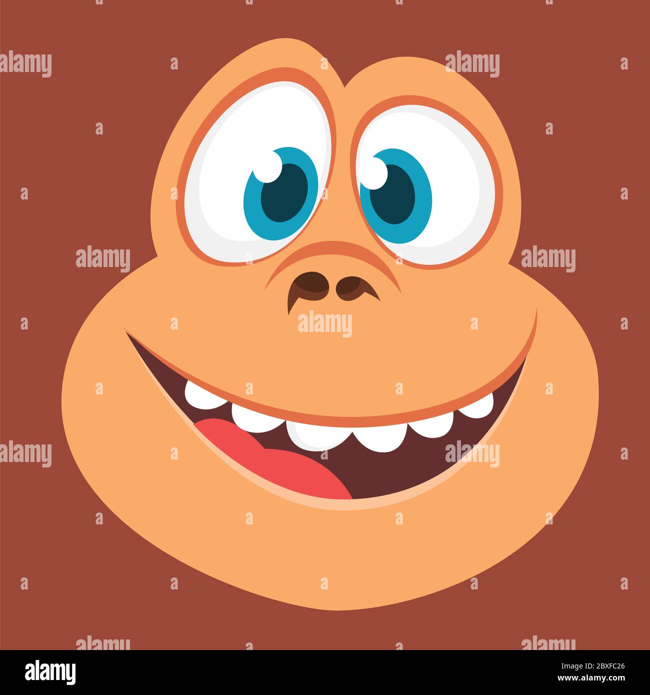 Cartoon monkey face avatar smiling. Vector illustration of smiling ...