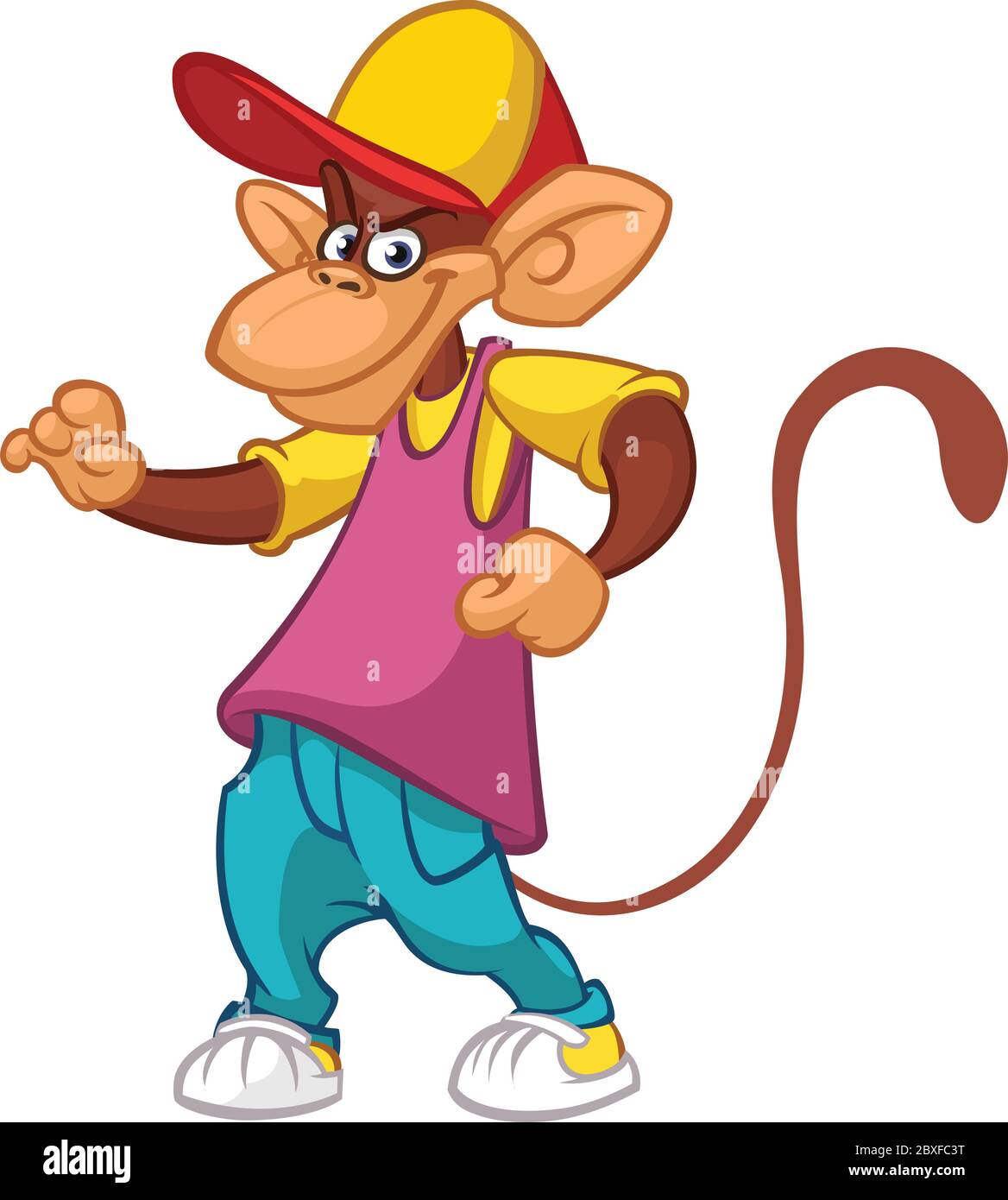 Cartoon monkey dancing. Vector illustration. Chimpanzee dancer Stock ...