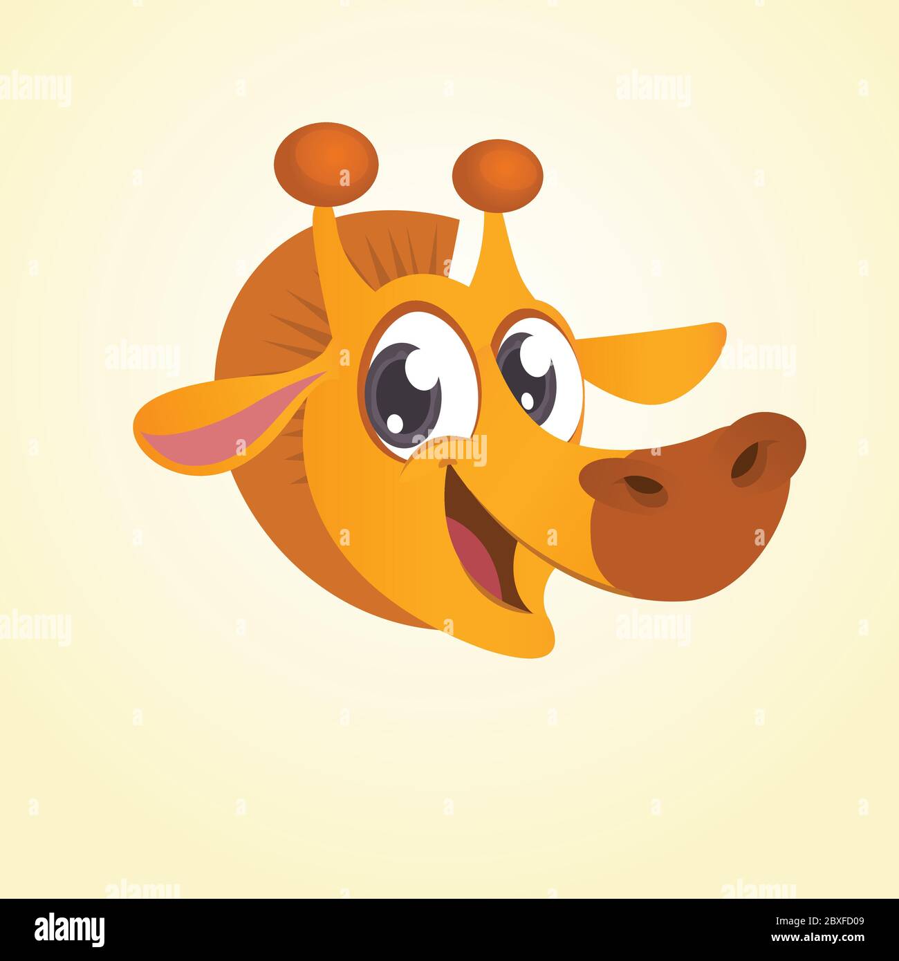Cartoon giraffe head icon. Flat Bright Color Simplified Vector ...