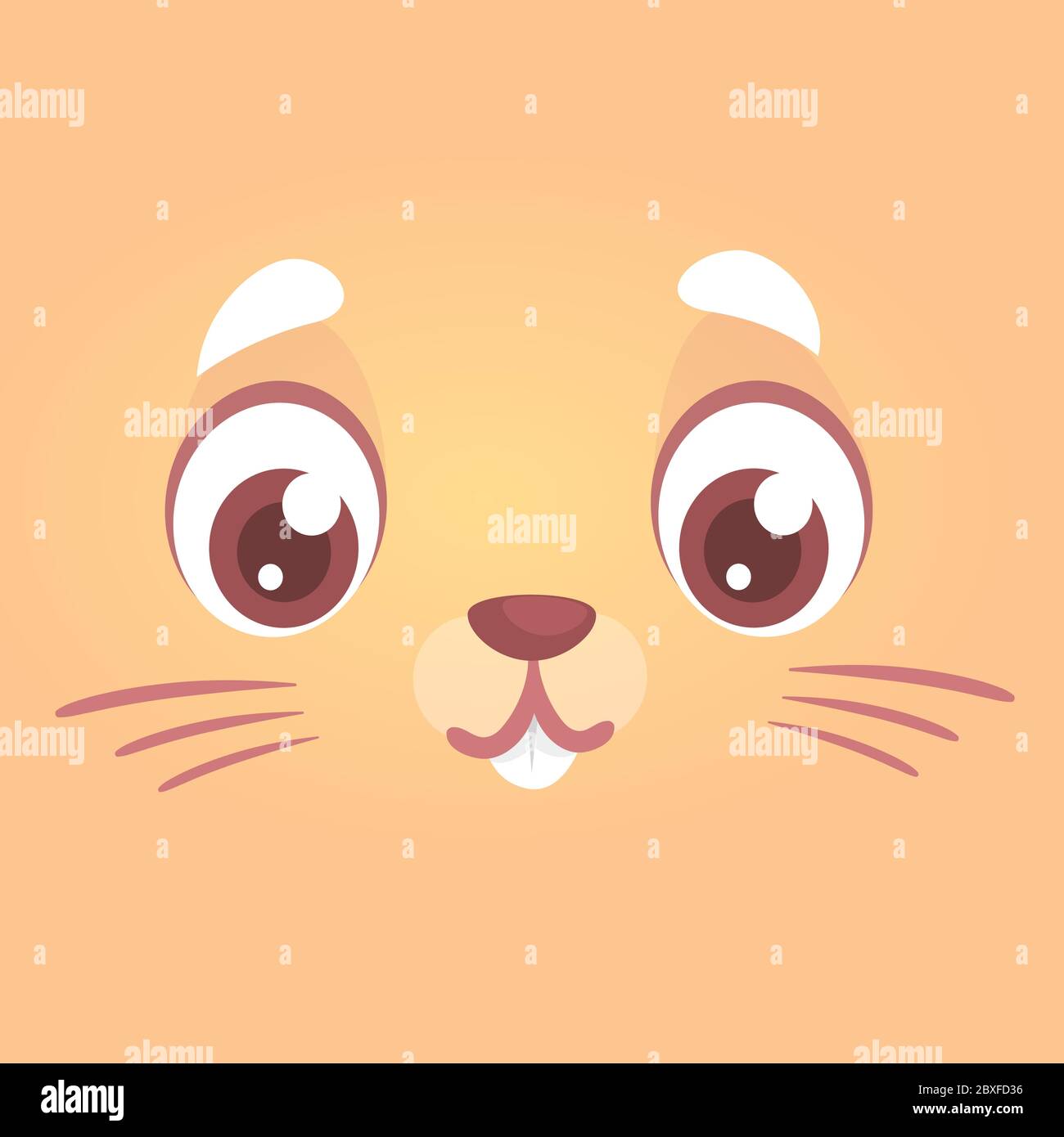 Happy cartoon rabbit face. Vector illustration of a Easter bunny avatar ...