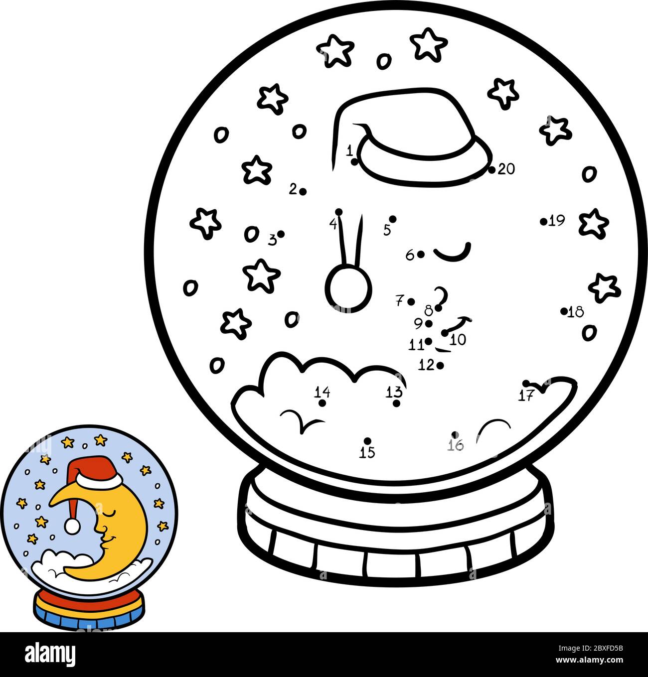 Numbers game, education dot to dot game for children, winter Snowball ...