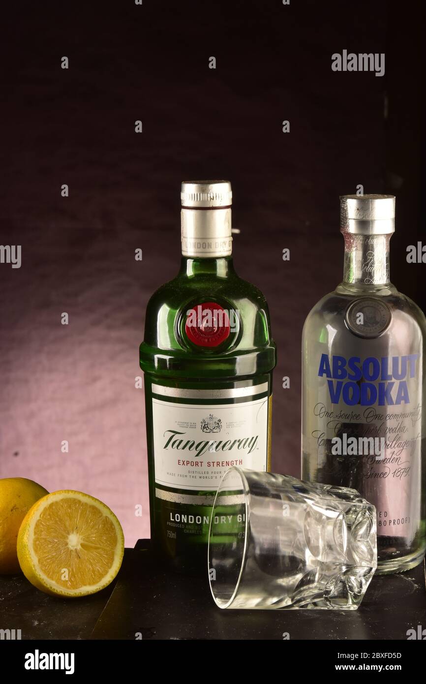 Alcoholic beverages on studio shot Stock Photo - Alamy
