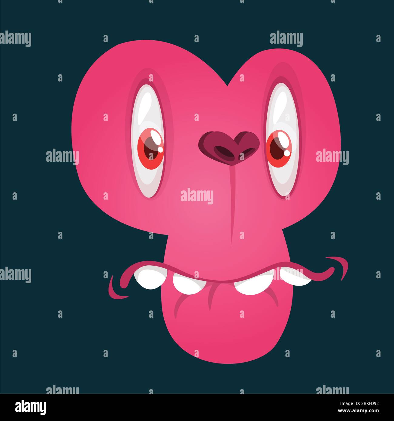 Scary cartoon monster avatar. Vector blue monster yeti face Stock ...